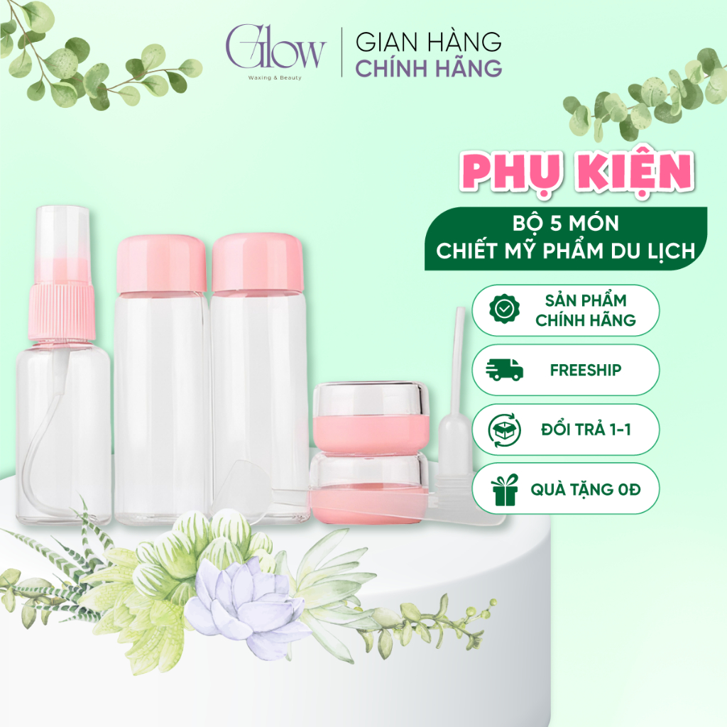 Bộ Chiết Mỹ Phẩm Du Lịch 5 Món GLOW WAXING Nhỏ Gọn, Tiện Lợi Kèm Túi ...
