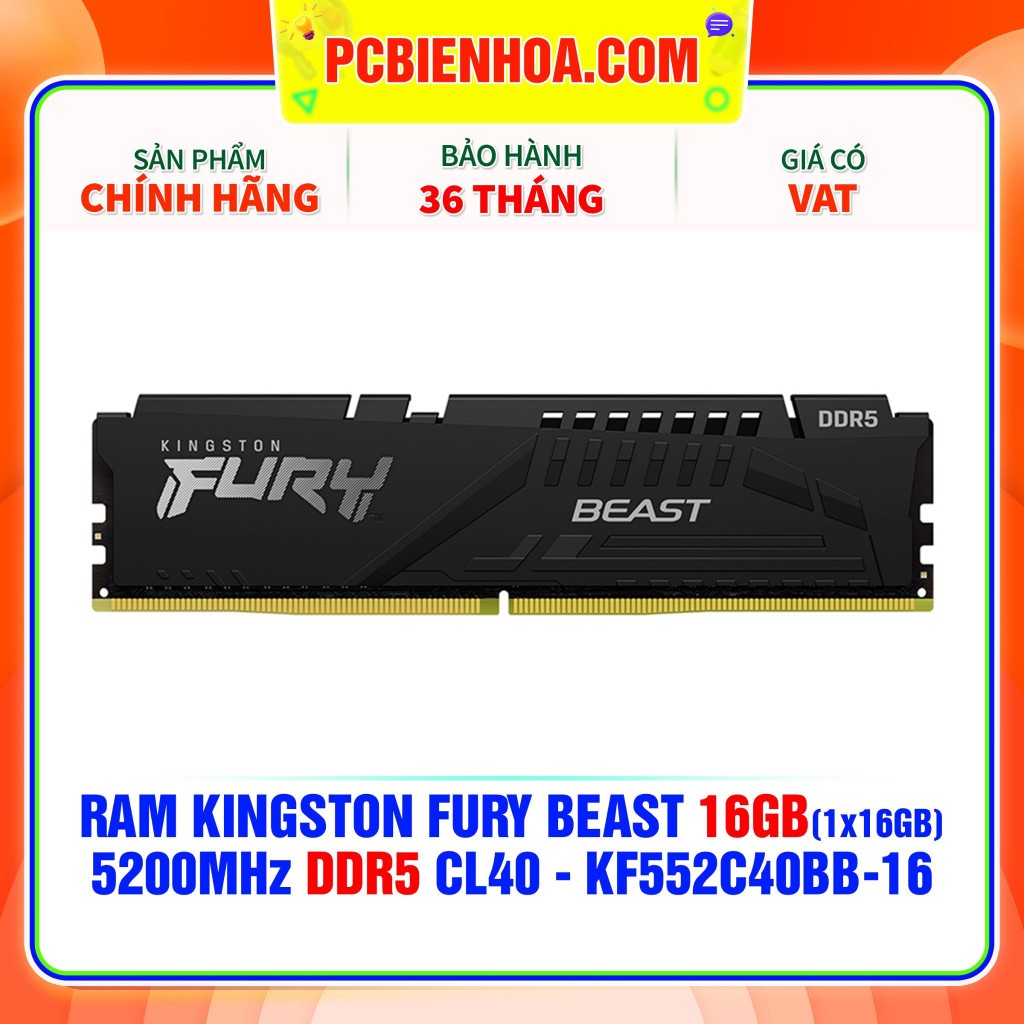 RAM KINGSTON FURY BEAST 16GB (1X16GB) 5200MHZ DDR5 CL40 - KF552C40BB-16 | Shopee Việt Nam