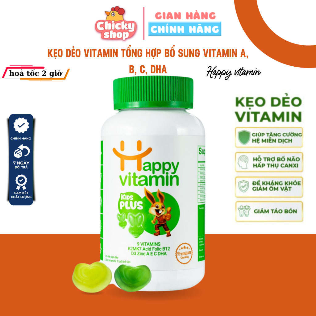 Kẹo dẻo Vitamin tổng hợp cho bé Kids Plus+ có D3K2,A,B12,C,DHA giúp con ...