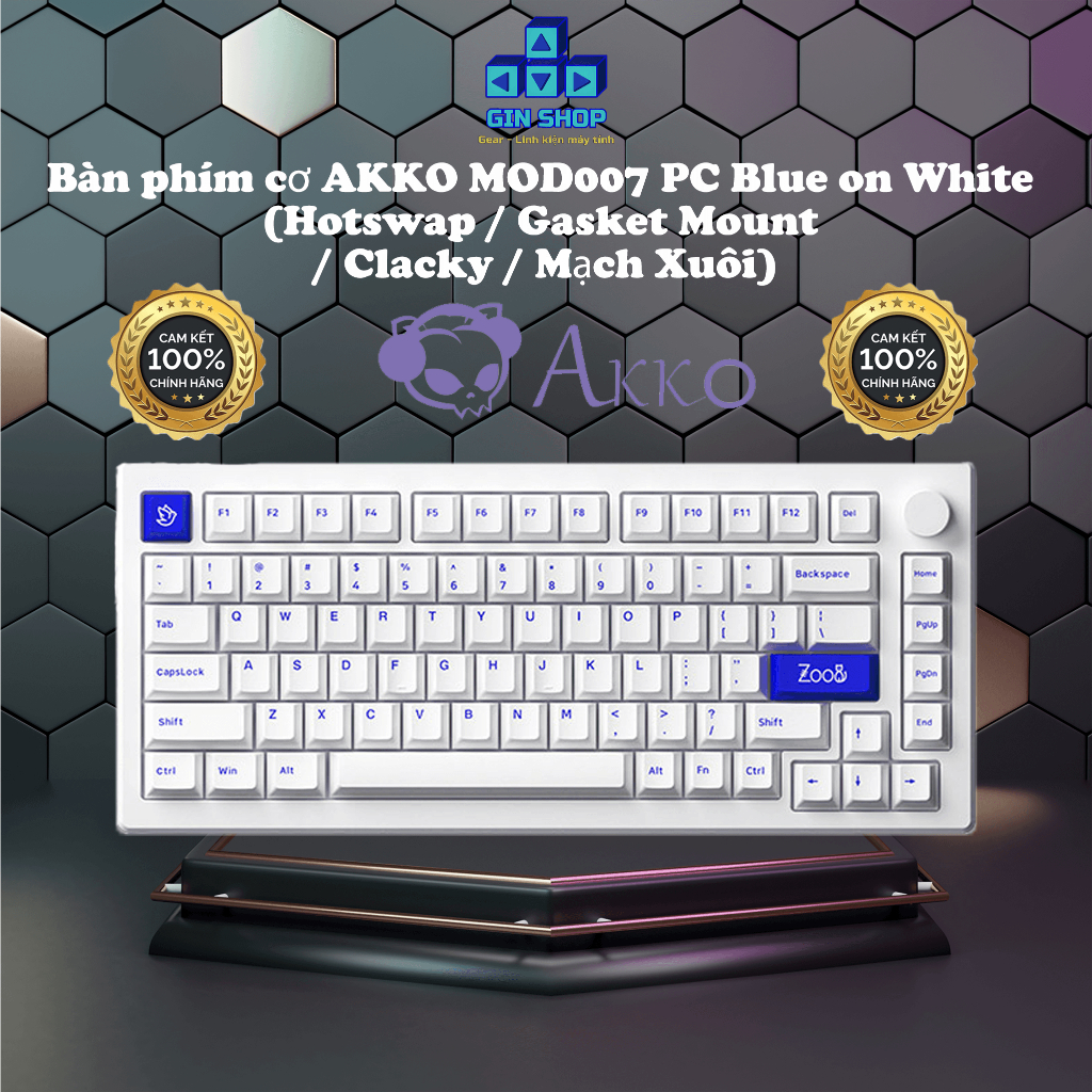 Bàn phím cơ AKKO MOD007 PC Blue on White (Hotswap / Gasket Mount ...