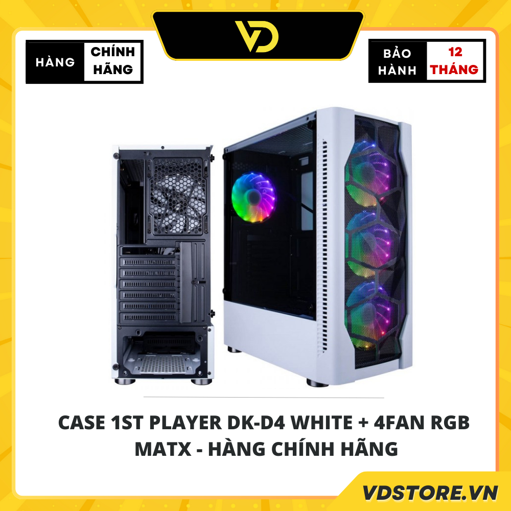 CASE 1STPLAYER DK-D4 WHITE + 4FAN RGB ( MATX) - Hàng Chính Hãng ...