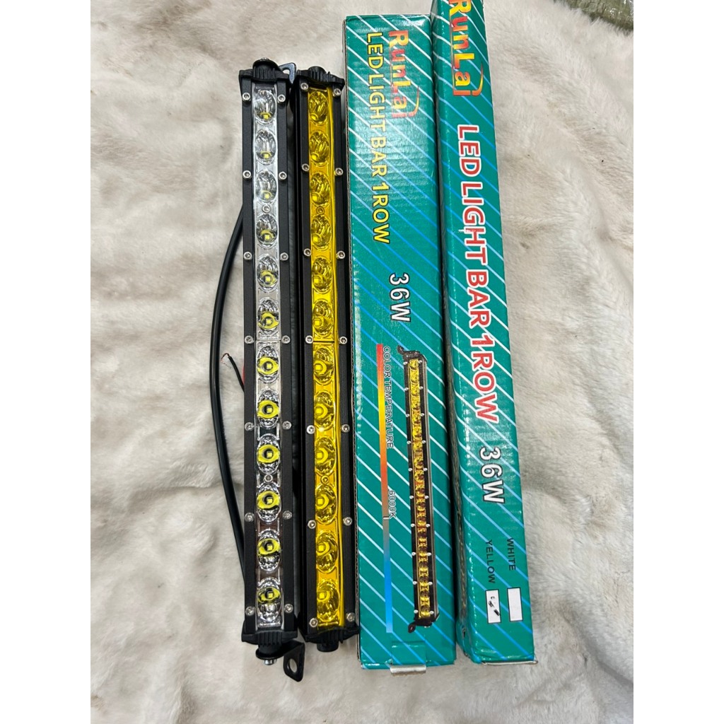 Đèn led trợ sáng, led cây 1 hàng Runlai trắng, vàng dùng chung điện 12v ...