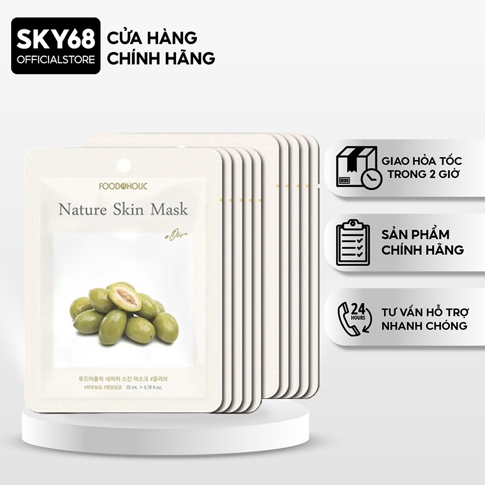 Combo 10 Mặt Nạ Olive Cấp Ẩm, Chống Lão Hoá Foodaholic Nature Skin Mask ...
