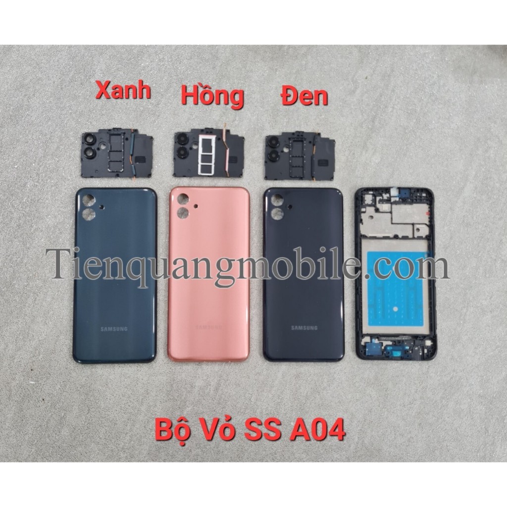 Bộ vỏ Samsung A04 (gồm nắp lưng, viền sườn, kính cam, nút bấm, khung ...