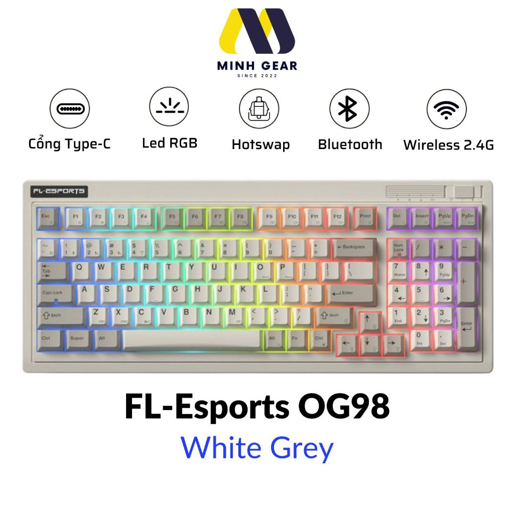 OG98 - Bàn Phím FL-Esports OG98 (3 Mode / Mạch xuôi / Gasket Mount / Led RGB) | Shopee Việt Nam