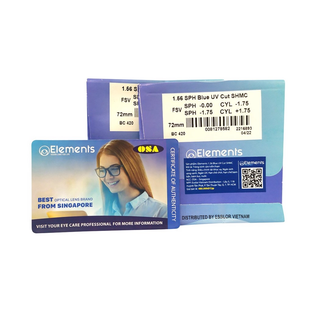 Tròng kính Essilor Elements Blue UV Cut SHMC chính hãng | Shopee Việt Nam
