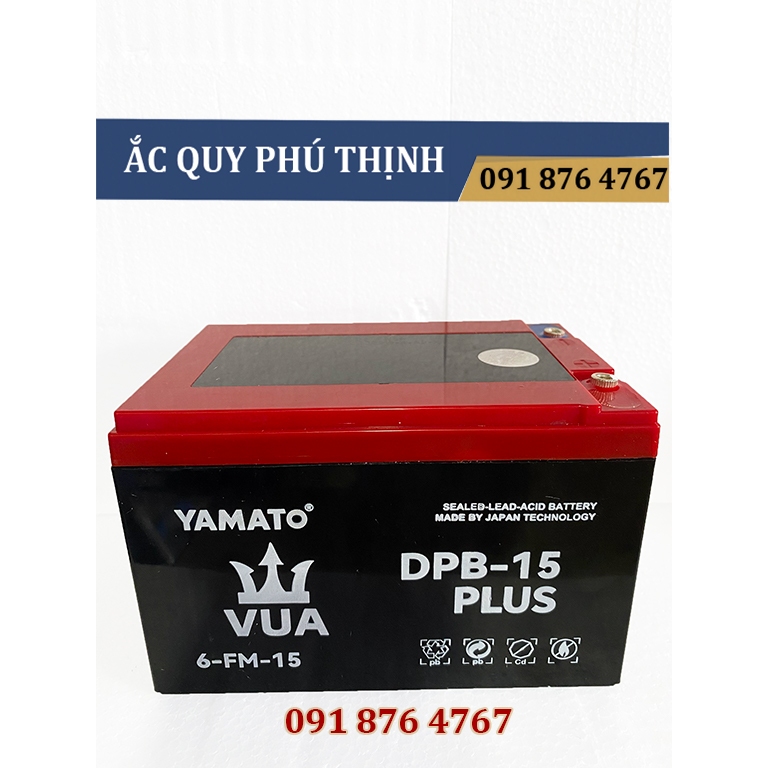 Ắc quy xe đạp điện 12V-15Ah Yamato VUA Plus 6-DPB-15 PLus (hàng cao cấp ...