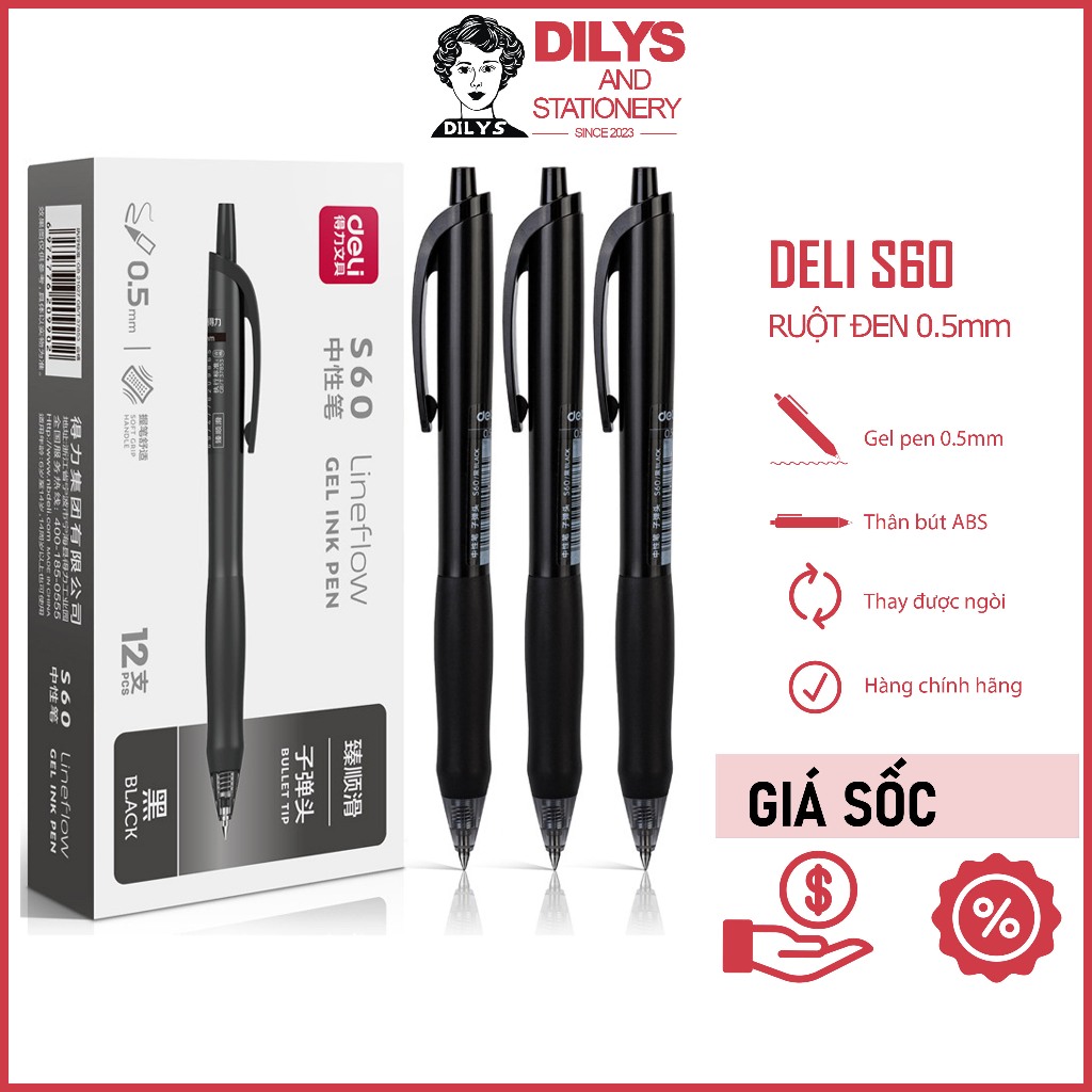 Bút gel Deli S60 vỏ nhiều màu ngòi 0,5mm (Hàng Chính Hãng) | Shopee ...