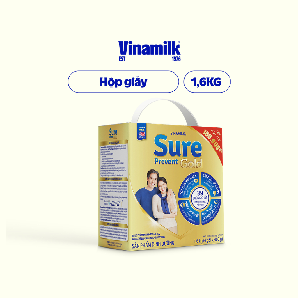 Sữa bột cho người lớn tuổi Vinamilk Sure Prevent 1600g (4 túi x 400g ...
