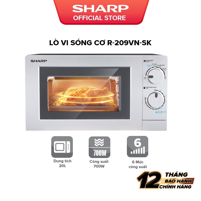 Lò Vi Sóng Cơ R-207VN-SL/R-209VN-SK [700W, 6 Mức Công Suất, Hẹn giờ 30p] - Hàng Chính Hãng Bảo ...