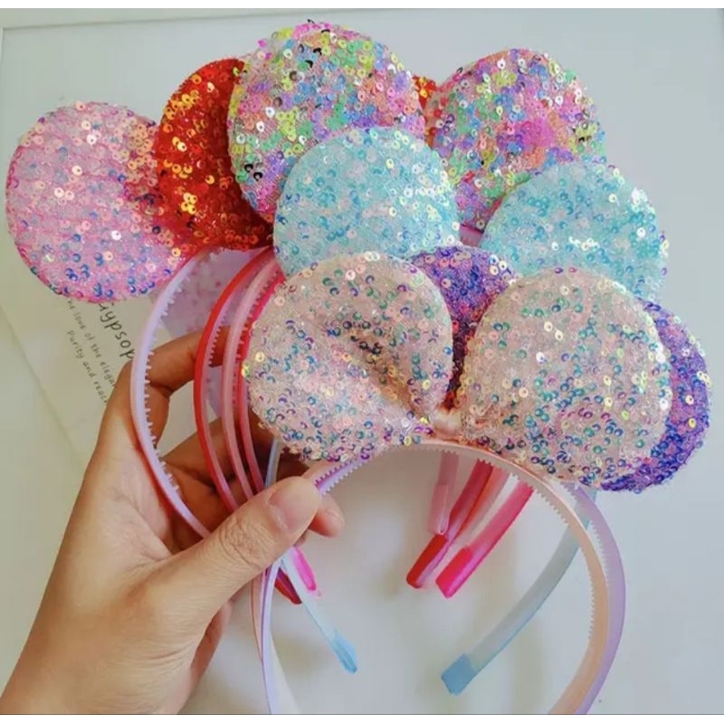 Băng đô bé gái hình tai mickey đính kim sa sequin lấp lánh dễ thương ...