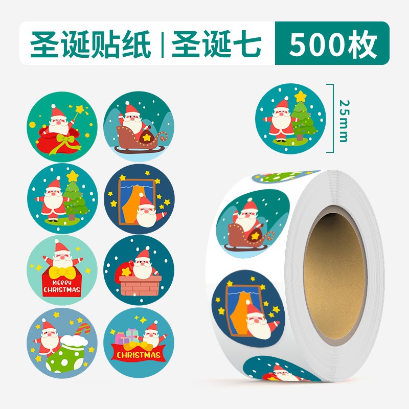 Sticker noel cuộn 500 hình dán trang trí sổ tay, thiệp, túi quà tặng ...