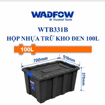Hộp nhựa trữ kho đen 100L WADFOW WTB331B hàng chính hãng 700*510*370mm ...