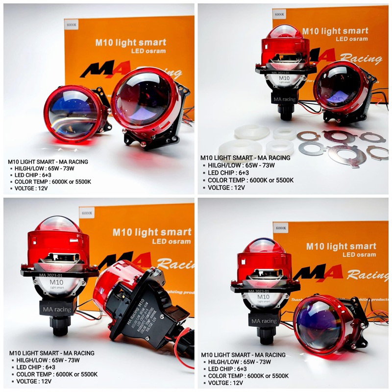 Đèn Bi Cầu led Ma Racng M10 LIGHT 2023 V4 65w Có trợ pha vàng phá sương ...