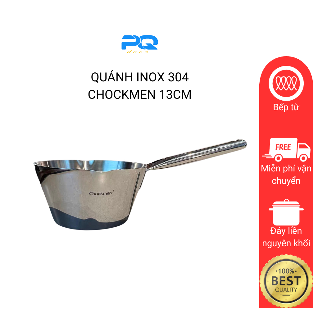 Quánh inox 304 Chockmen 12cm bếp từ nấu bột cháo súp đáy 3 lớp 18/10 ...