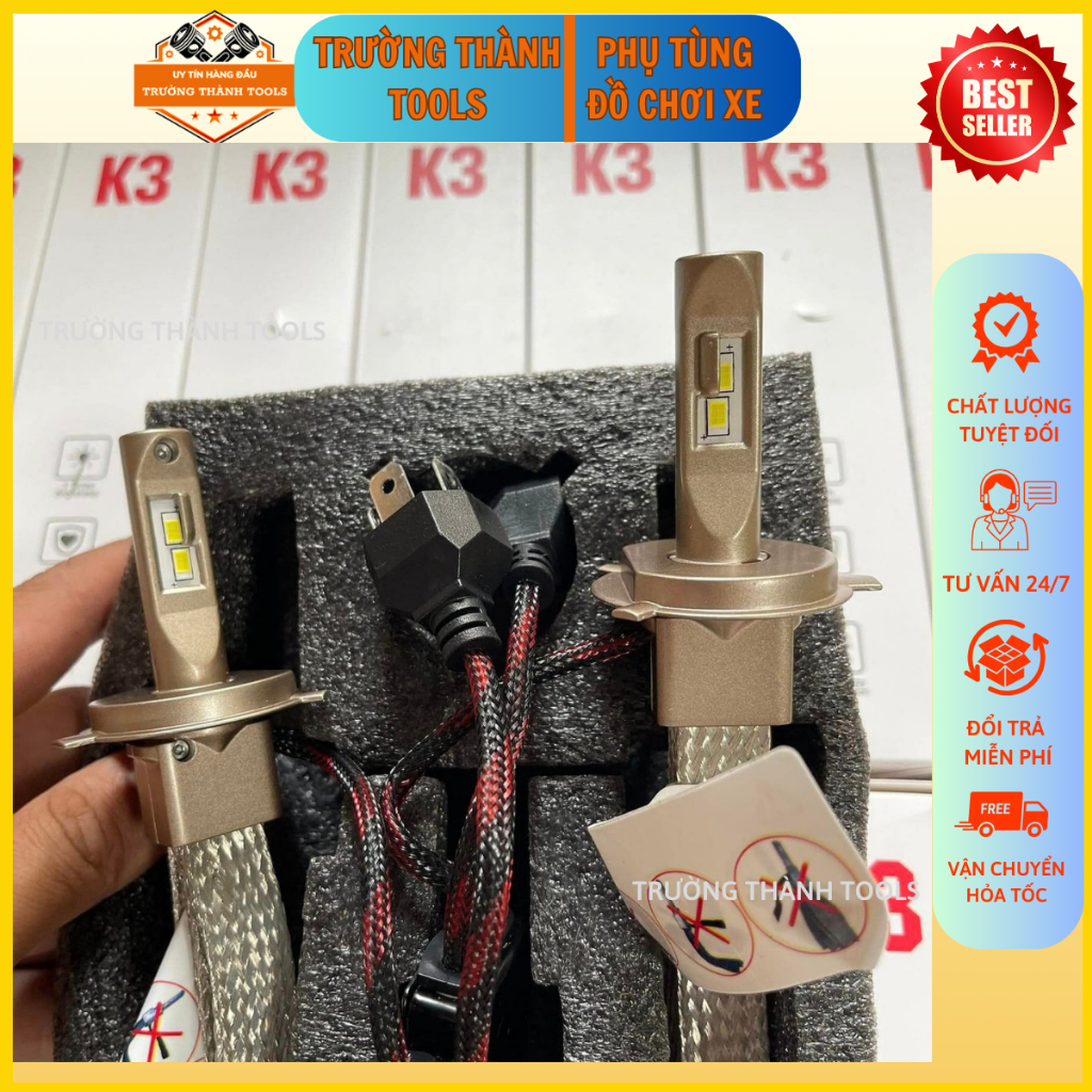 Đèn Pha Led K3 chân H4 siêu sáng lắp cho xe máy ô tô chân H4 Trường Thành Tools | Shopee Việt Nam