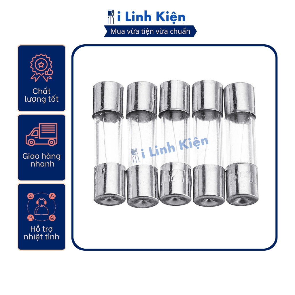 Cầu chì ống thủy tinh 1A/2A/3A/4A/5A/6A/7A/8A/10A 5x20mm nguyên hộp 100 ...