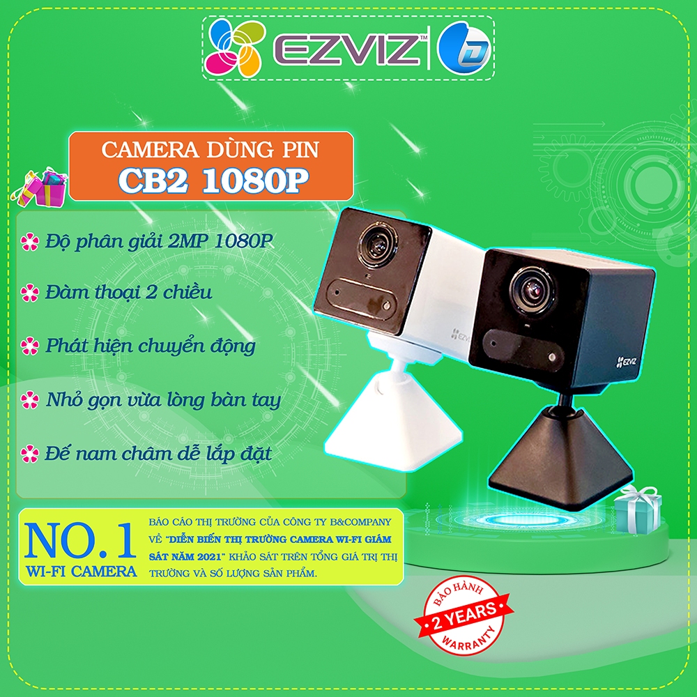 [Nhập ELEZ66 giảm 15% tối đa 200K] Camera wifi AI chạy pin Ezviz CB2 ...