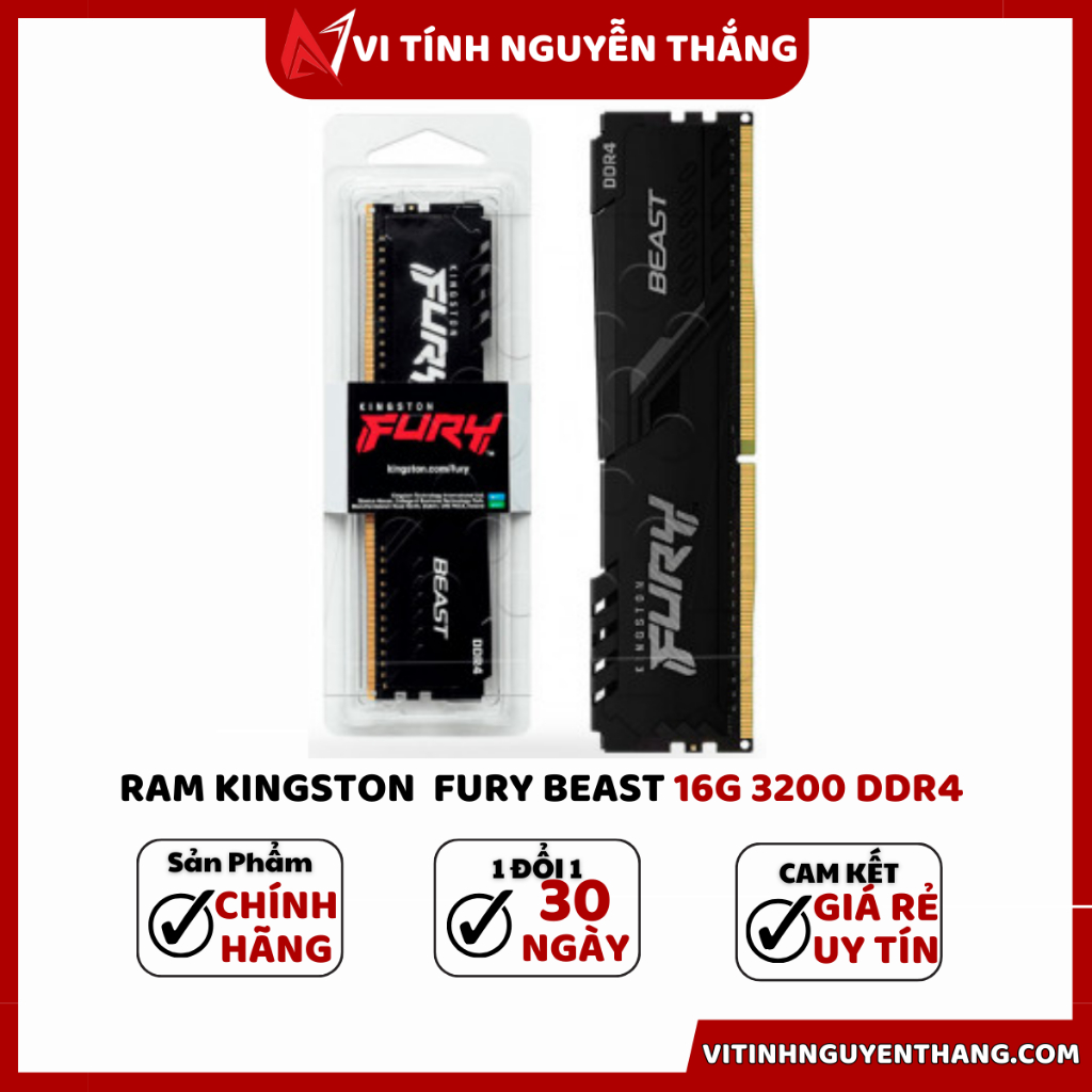 RAM MÁY TÍNH KINGSTON FURY BEAST 16GB DDR4 3200Mhz TẢN THÉP | Shopee Việt Nam