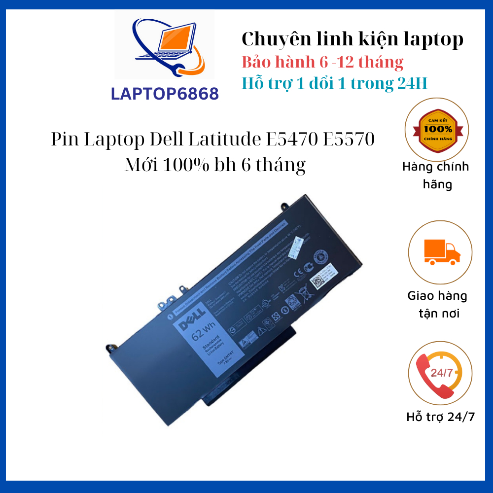 Pin Laptop Dell Latitude E5470 E5570, Precision 15 3510 6MT4T DÀI 62WH ...