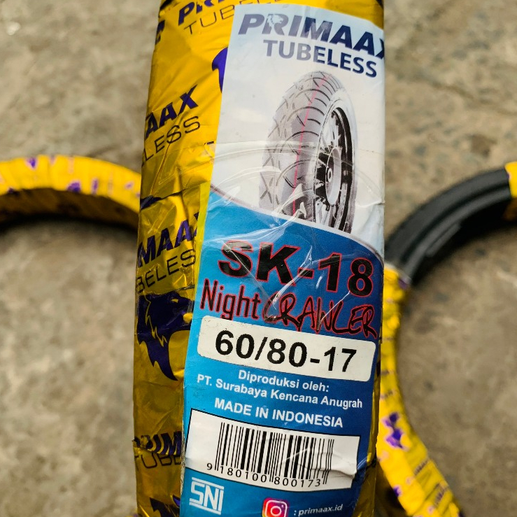 (SK18 60/80-17 TL) Vỏ xe Primaax SK18 60/80-17 TL cho các dòng xe số ...