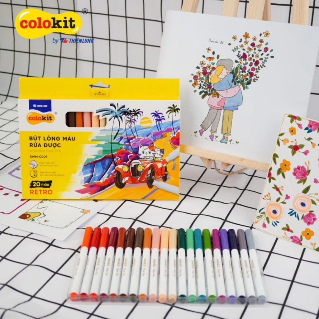 Bút lông 20 màu Pastel Washable Fiber Pen Thiên Long Colokit SWM-C008 ...