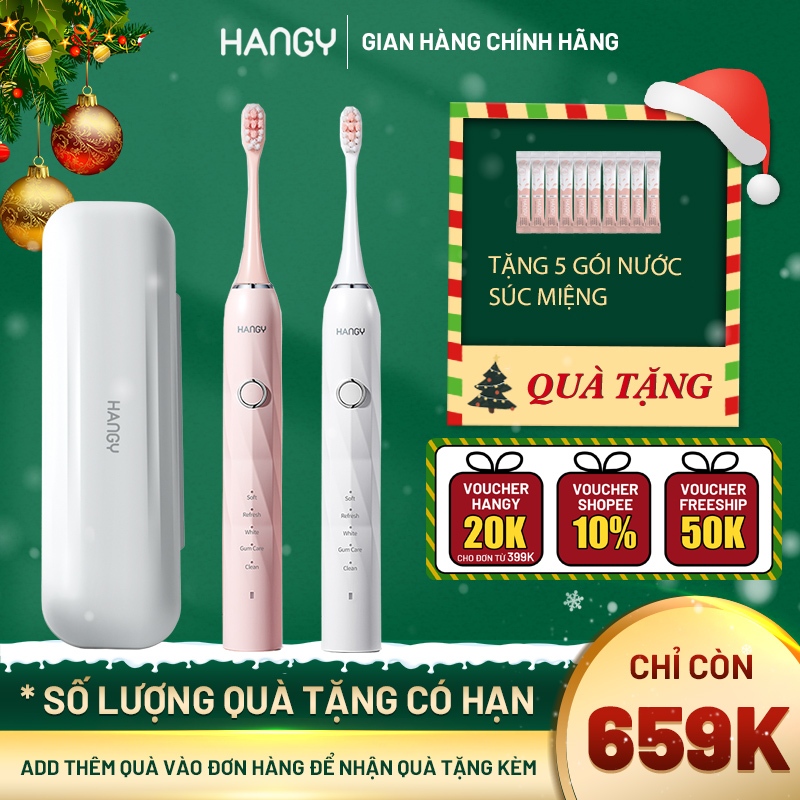 Combo 2 Bàn chải điện HANGY HY23 PRO siêu sóng âm thông minh chải sạch ...
