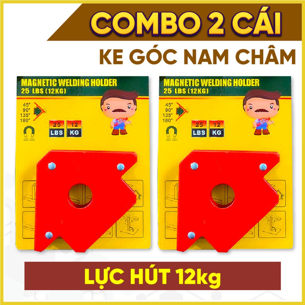 Combo 2 ke góc nam châm 25 LBS (12KG), nam châm ke góc hàn sắt thông ...