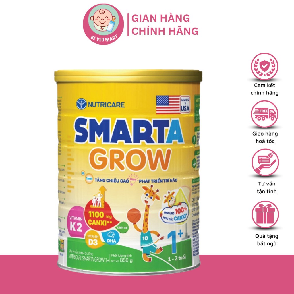 Sữa bột Smarta Grow Phát triển chiều cao, Não bộ (850g) | Shopee Việt Nam