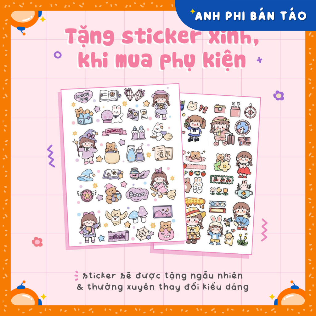 [Free Gift] Set Sticker Cute Trang Trí Máy Tính Bảng Phụ Kiện Điện Tử ...