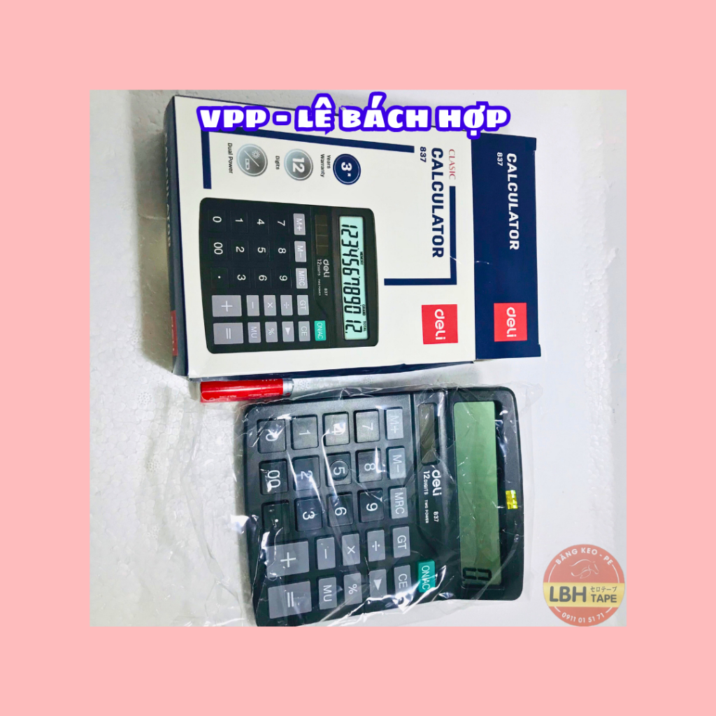 Máy Tính Cầm Tay Để Bàn 12 Số Deli 837 Chất Lượng Cao - Màn Hình LCD ...