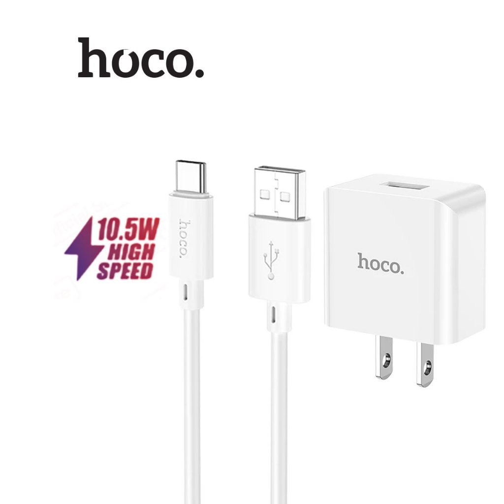 Bộ sạc nhanh Hoco C106 PD10.5W 5V/2.1A chân cắm dẹt kèm dây Type-C dài ...