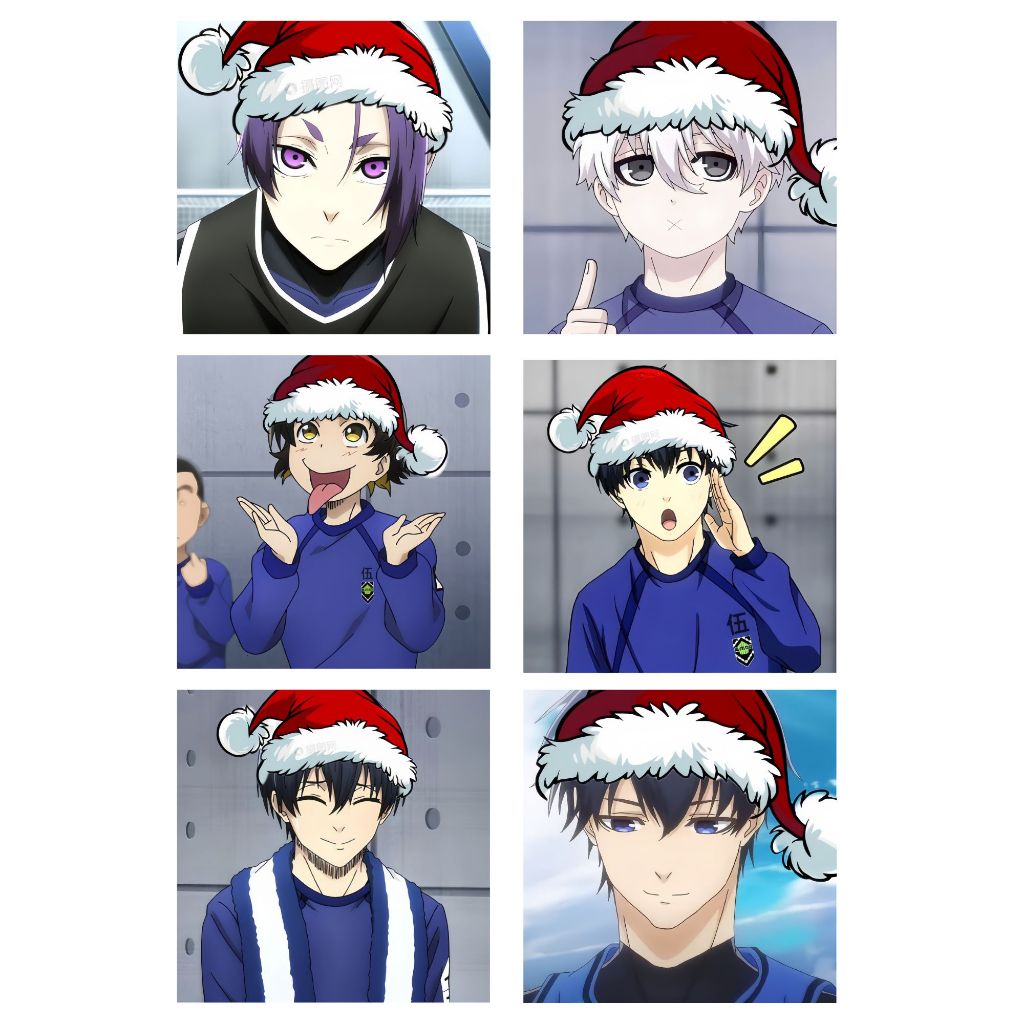 Sticker, hình dán Anime Blue Lock giáng sinh, noel char Rin, Nagi ...