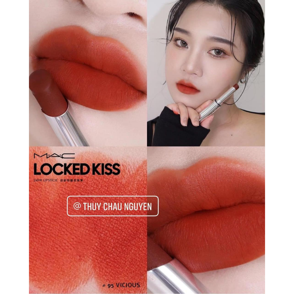 [new Bill] Son Thỏi Mac Locked Kiss 24h Lipstick Lì Lâu Trôi Mẫu Mới