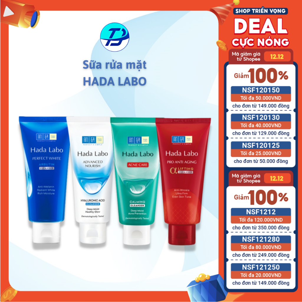Sữa Rửa Mặt Hada Labo Advanced Nourish / Perfect White / Acne Care / Pro Anti Aging Cleanser 80g ...