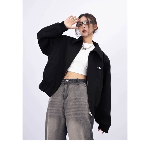 Áo Bomber Jaket Form Boxy Thời Trang Thu Đông Cá Tính Dành cho cả Nam ...