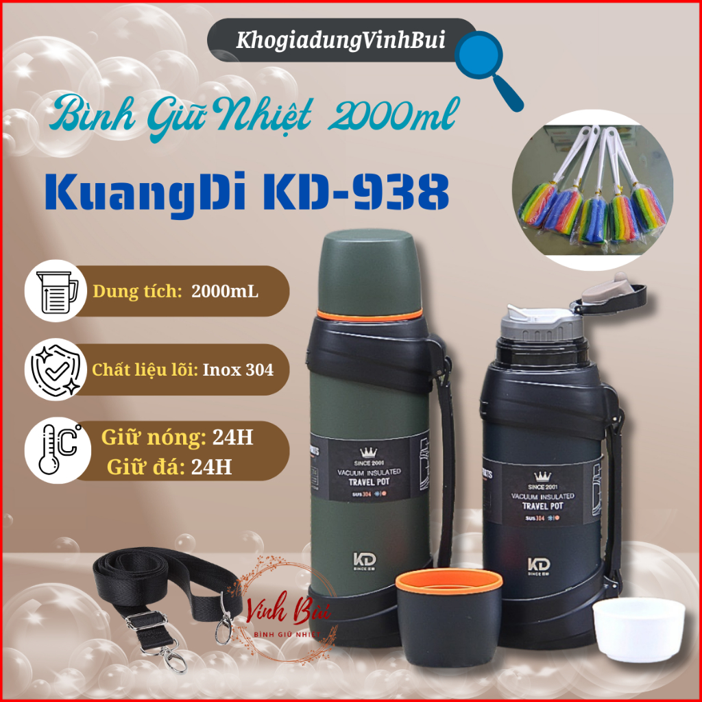 KD938, Bình Giữ Nhiệt 2000ml Cao Cấp, bình giữ nhiệt 2500ml Inox 304, GIữ Nhiệt trên 24h ...