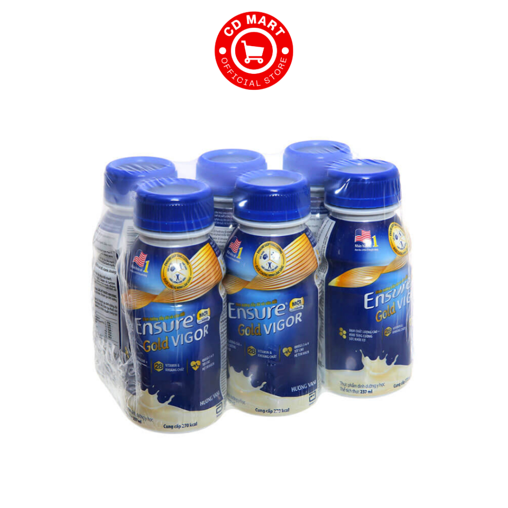 Lốc 6 hũ sữa Ensure Gold Vigor Abbott hương vani bổ sung dinh dưỡng, khoáng chất (237ml ...