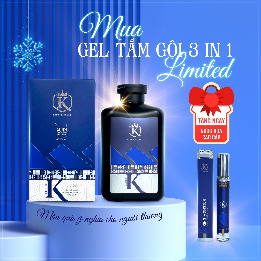 [189k King Monster] Sữa Tắm Gội Nam 3 In 1 Toàn Thân Hương Nước Hoa