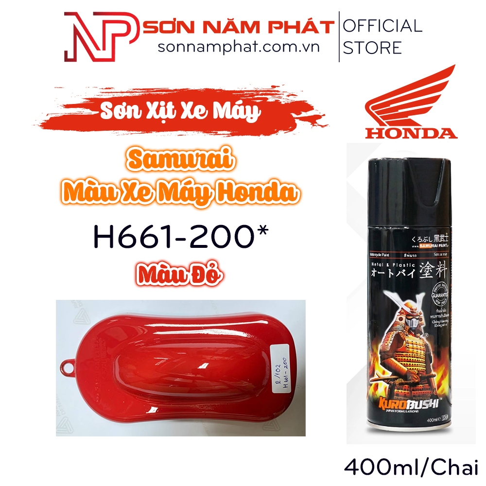 Sơn Xịt Samurai Màu Xe Máy Honda H661-200* Màu Đỏ | Shopee Việt Nam