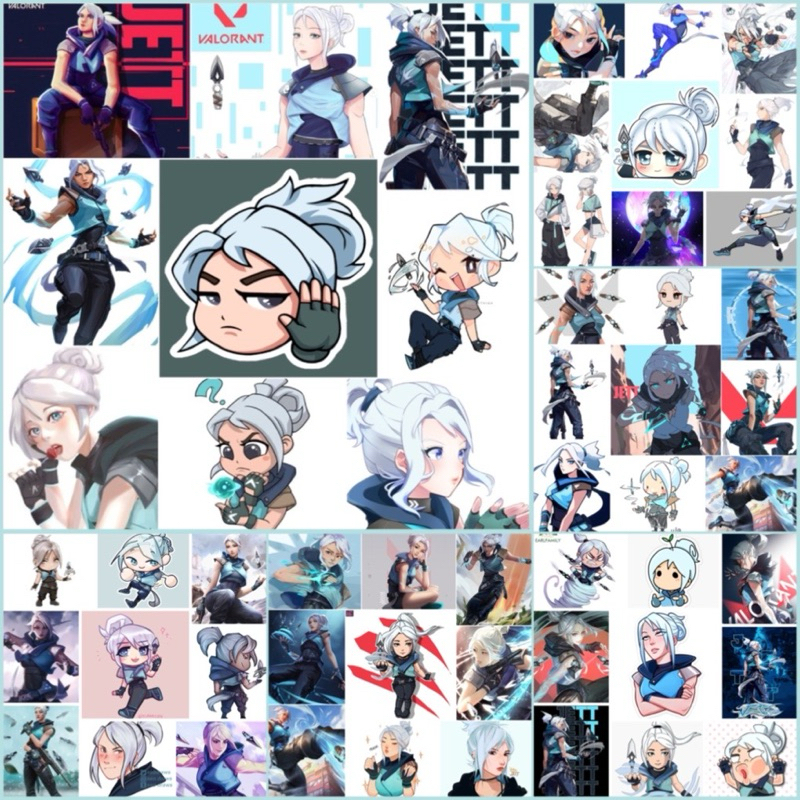 Sticker JETT valorant 60 anh dán ép lụa khác nhau / hình dán jett Game ...