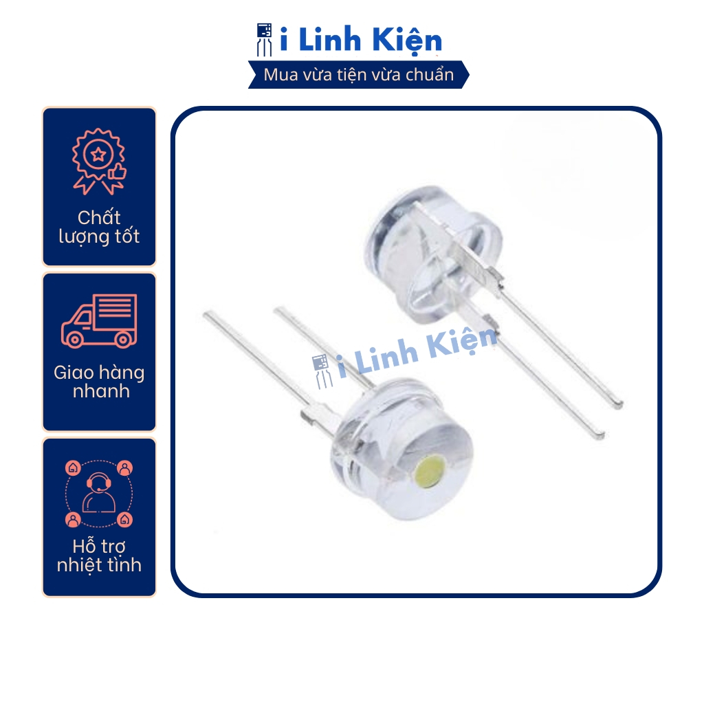 LED F8 8mm trắng/thân đỏ siêu sáng chân 29mm | Shopee Việt Nam