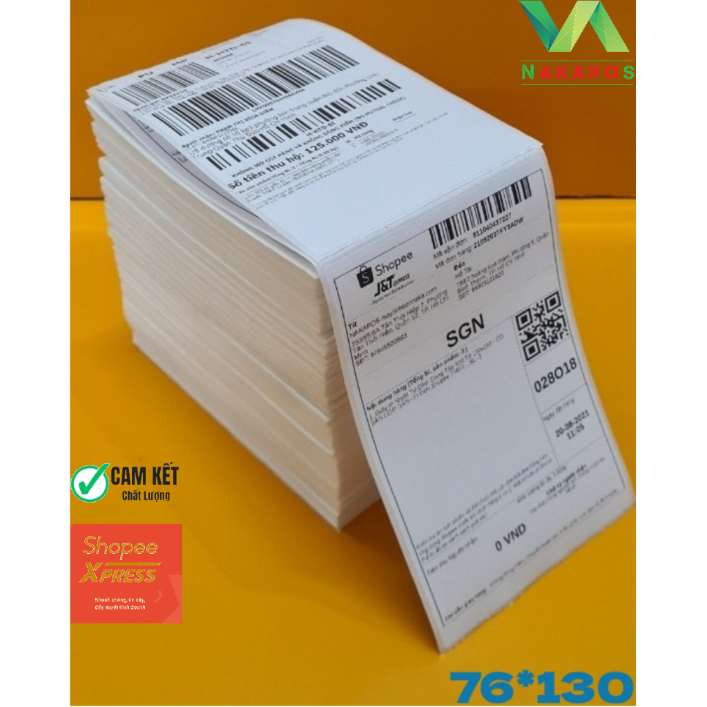 Giấy In Nhiệt A7 GIấy in đơn hàng 76x130 Dán Được 76*130 Tem vận chuyển ...