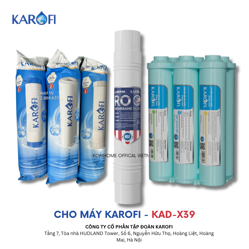 Combo 10 lõi lọc Karofi cho máy KAD-X39 KAD-D50 KAD-C55 dùng bộ 123 thường, RO Purifim, cụm HP6 ...