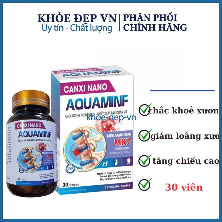 Viên uống canxi nano aquamin F cho người loãng xương , trẻ em còi xương, chậm lớn , giúp bổ sung ...