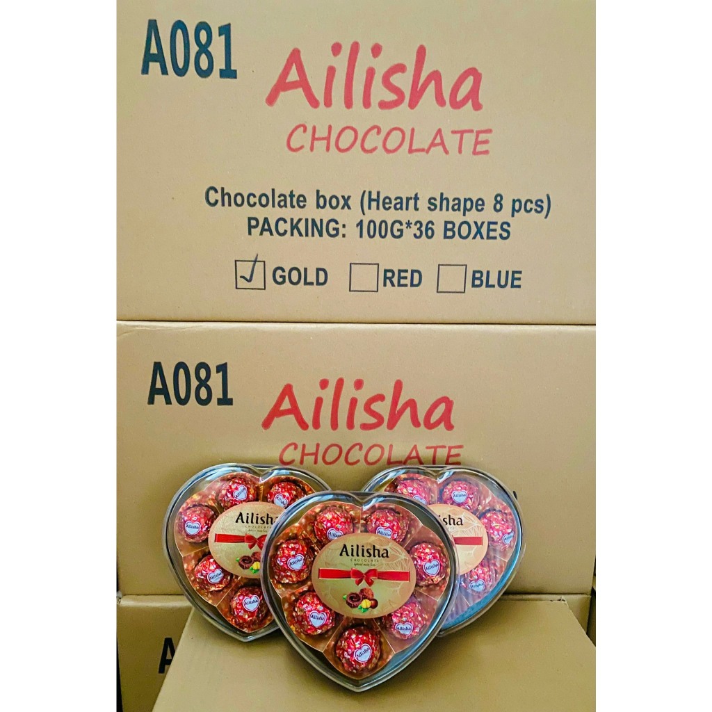 Hộp Chocolate Ailisha 8 Viên Trái Tim Nhân Socola Sữa 100g - Quà Tặng ...