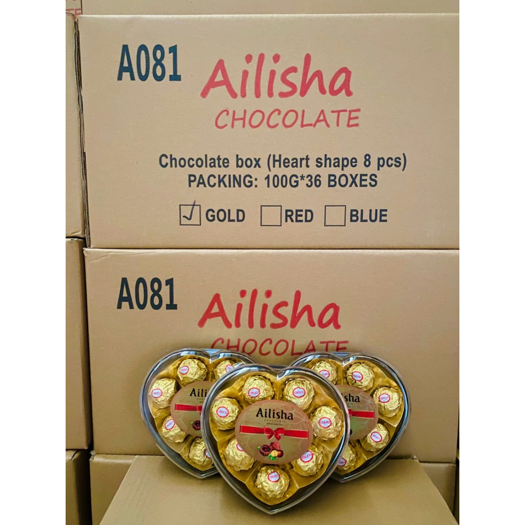 Hộp Chocolate Ailisha 8 Viên Trái Tim Nhân Socola Sữa 100g - Quà Tặng ...