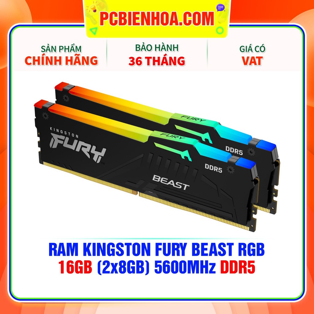 RAM KINGSTON FURY BEAST RGB 16GB (2X8GB) 5600MHZ DDR5 ( KF556C40BBAK2-16 ) | Shopee Việt Nam