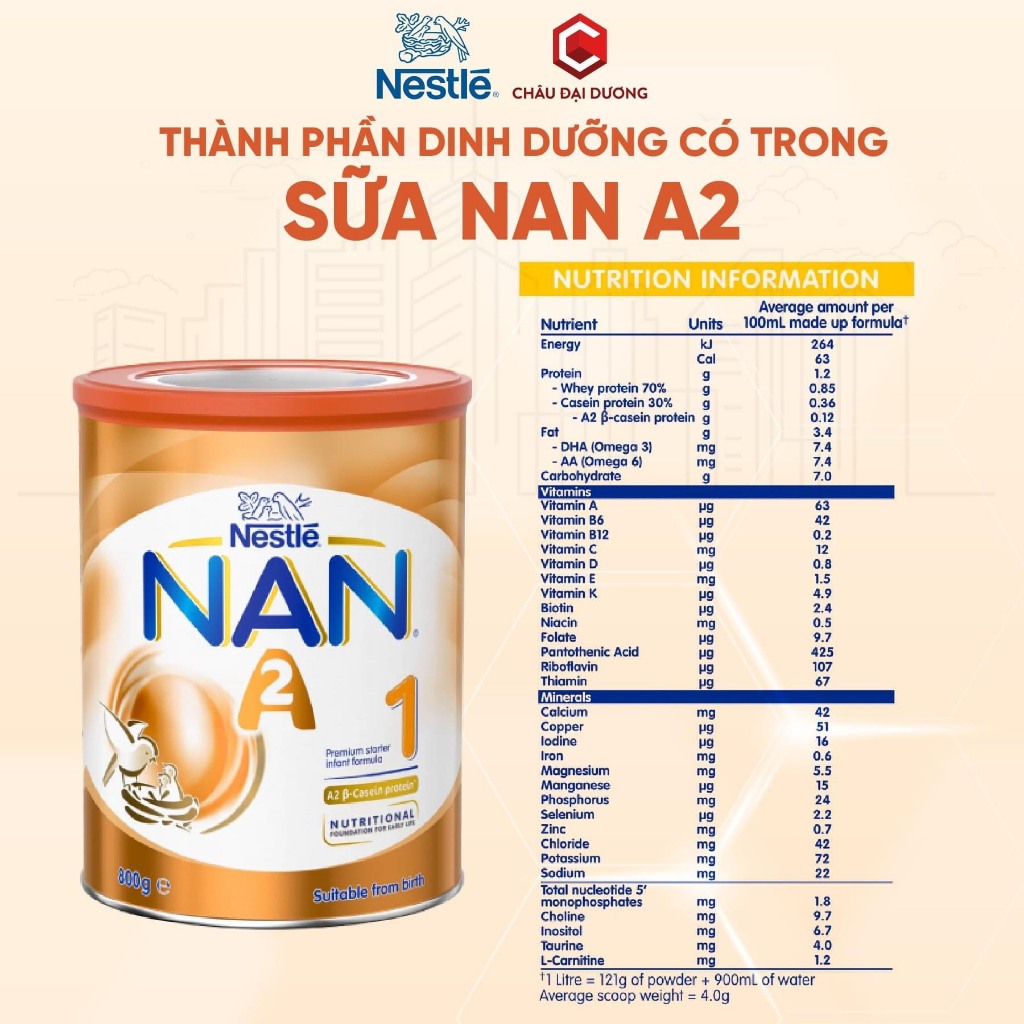 Sữa bột Nestlé NAN INFINIPRO A2 Thụy Sĩ 800g với sự kết hợp độc đáo ...