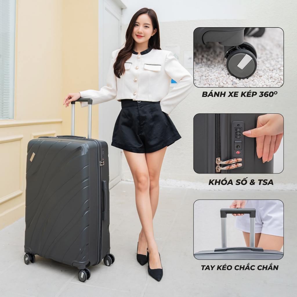 Vali SIZE 28 inch - SUNNY PP11/ROGER - Nhựa PP chống vỡ tuyệt đối, bền ...
